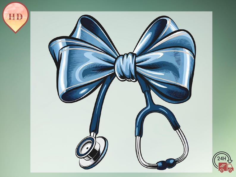Nurse Bow Stethoscope DTF Heat Transfer: Medical Design - Etsy