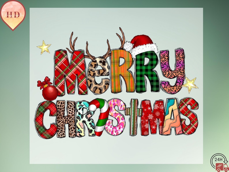 Merry Christmas DTF Heat Transfer, Family Santa Hat Press - Etsy