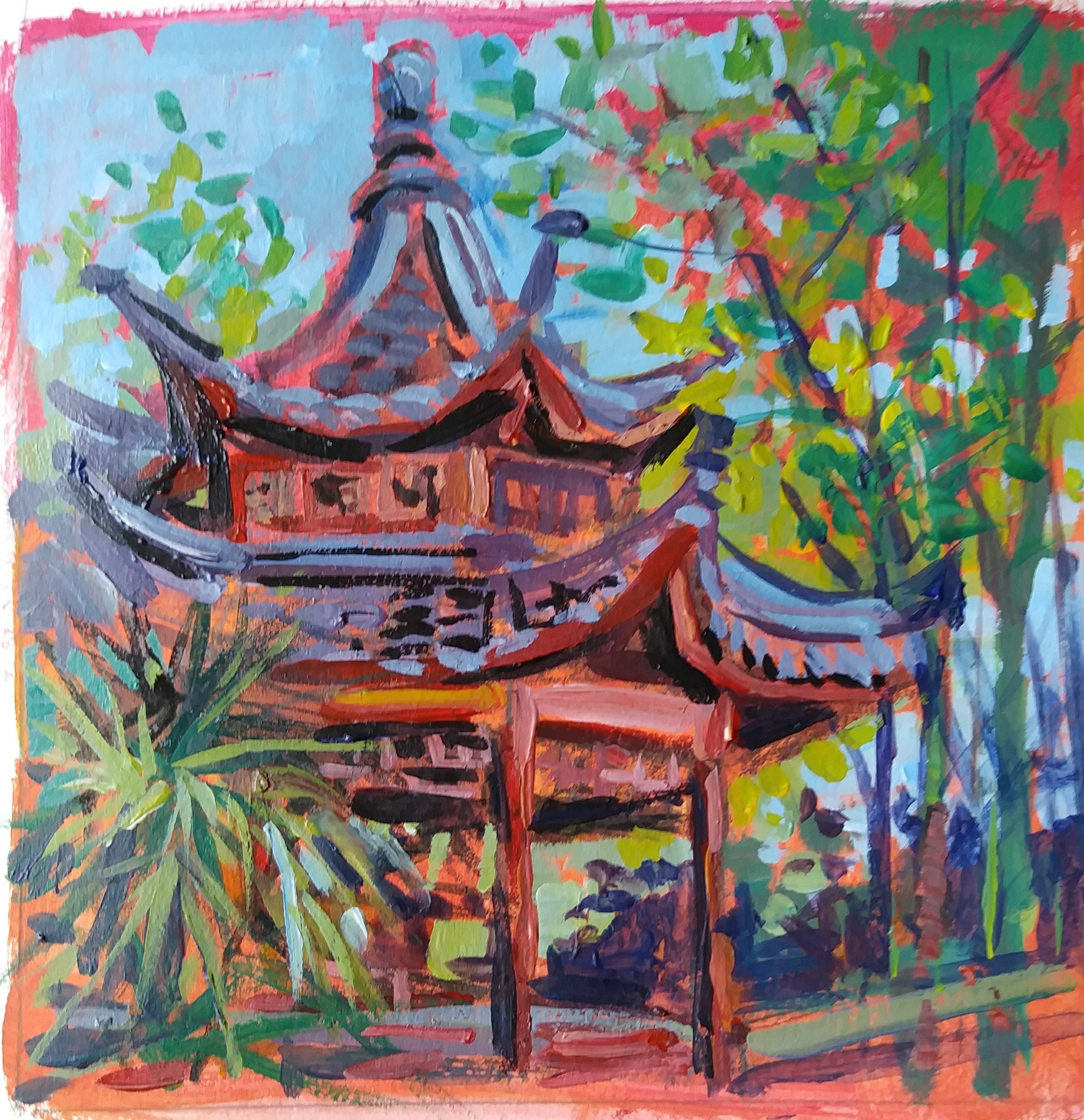 Chinese Pagoda Painting