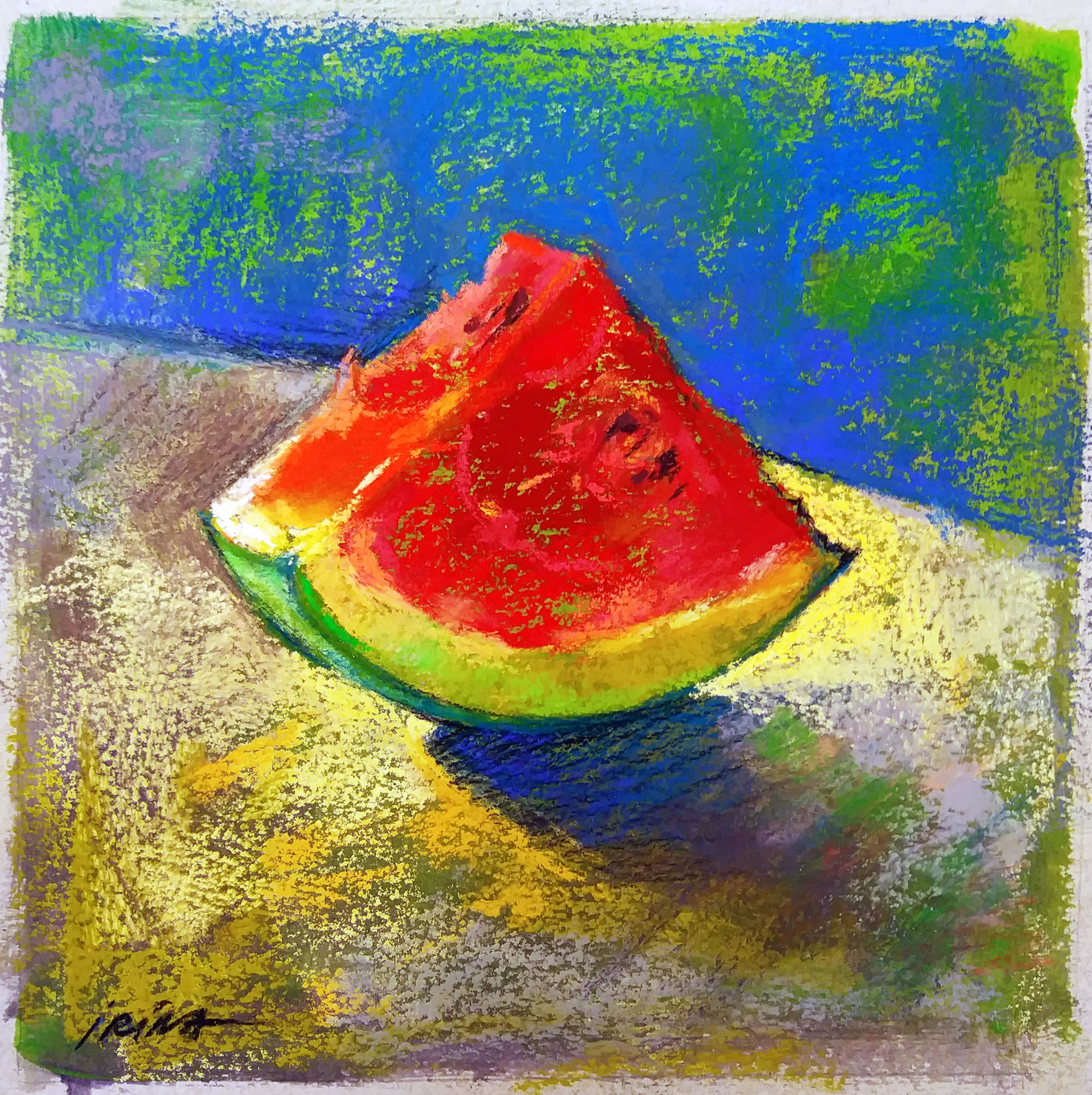 Watermelon Slice, Still Life, Fruit, Original Soft Pastel Painting on ...
