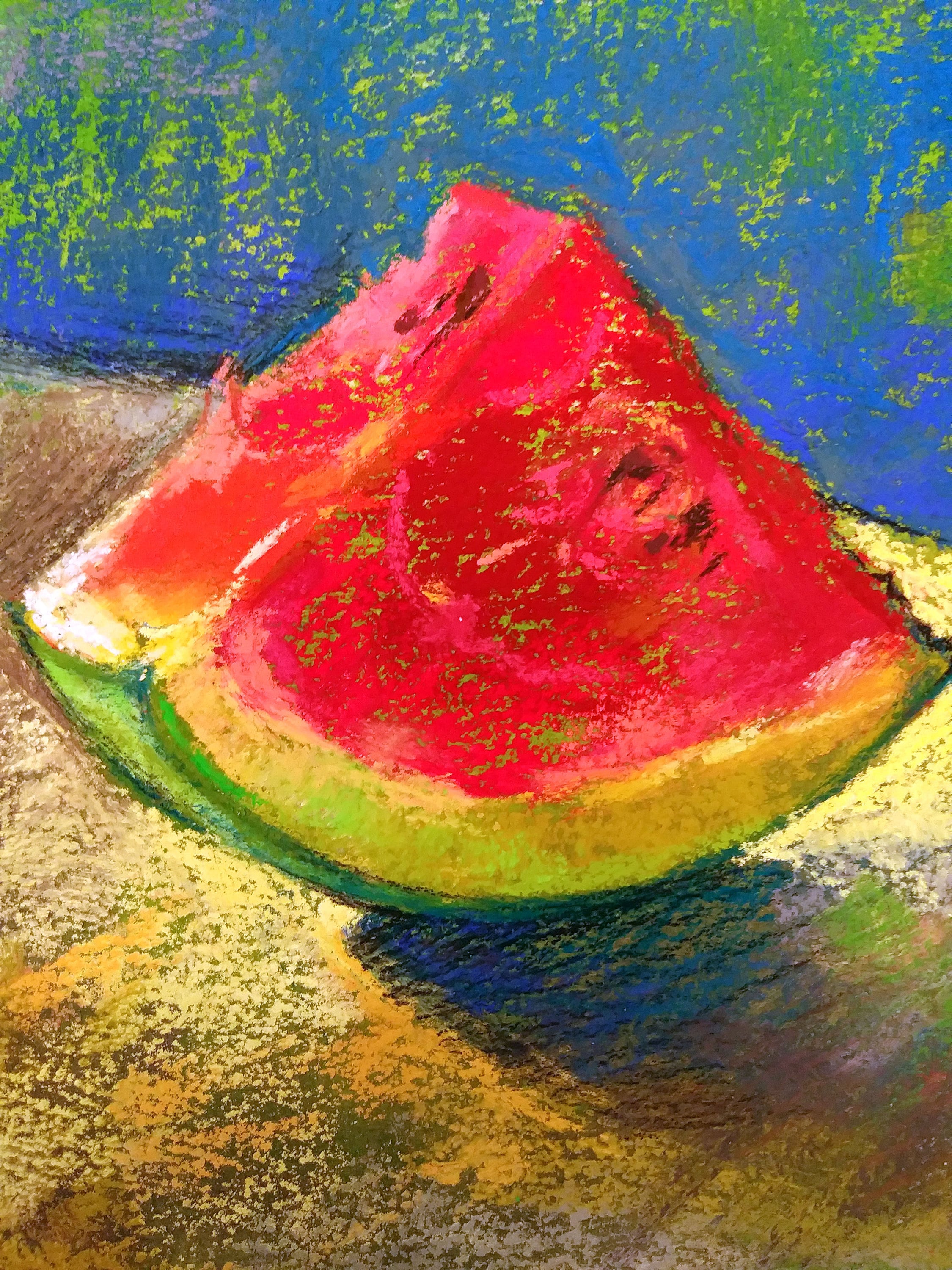 Watermelon Slice, Still Life, Fruit, Original Soft Pastel Painting on ...