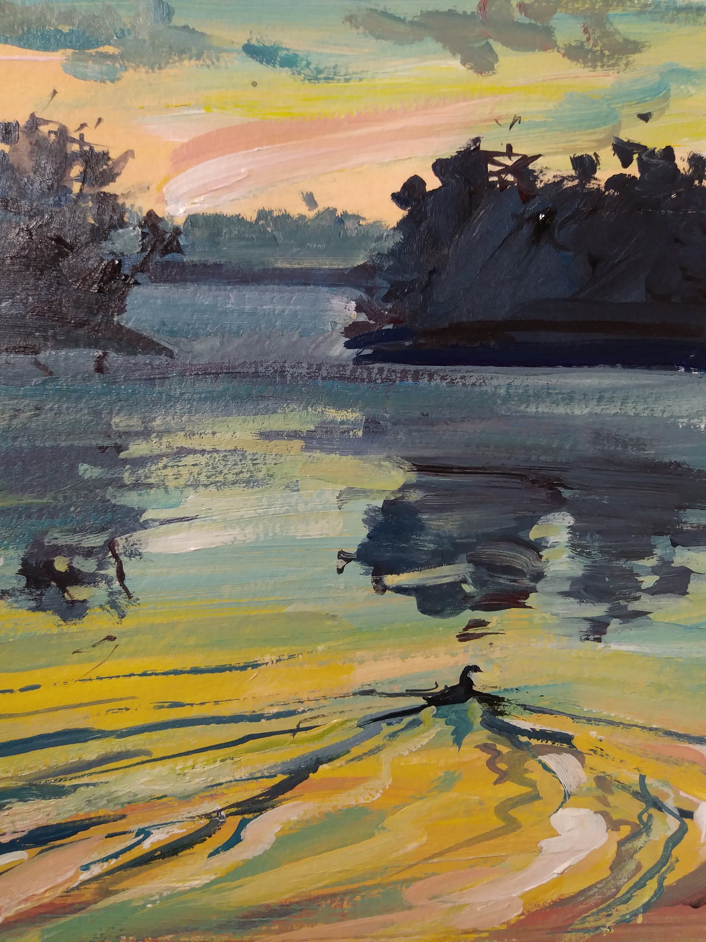 Sunrise, Duck, Lake Landscape, Original Acrylic Painting - Etsy