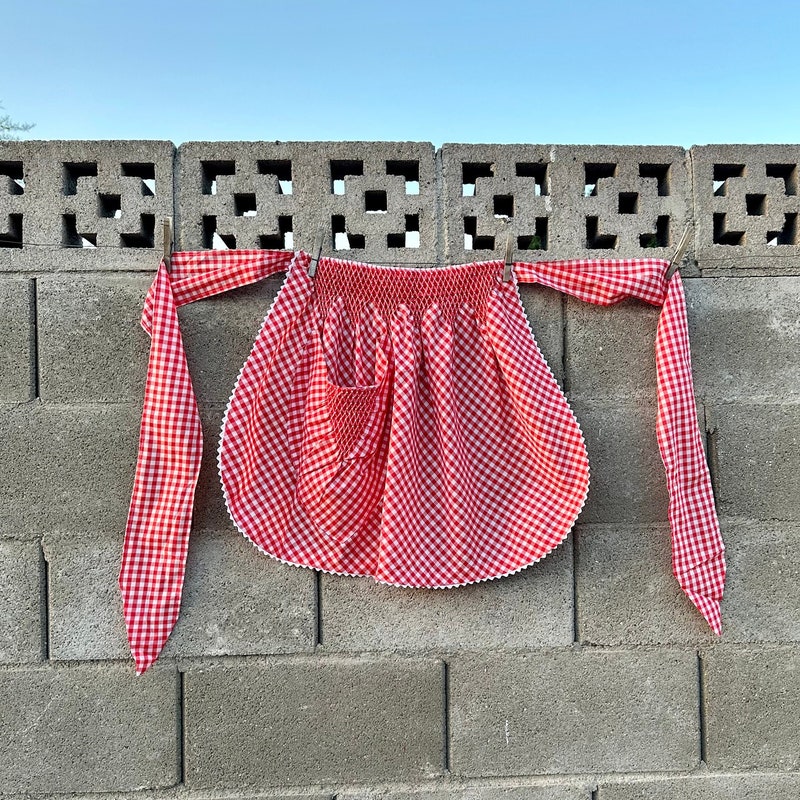 Red Gingham Apron - Etsy