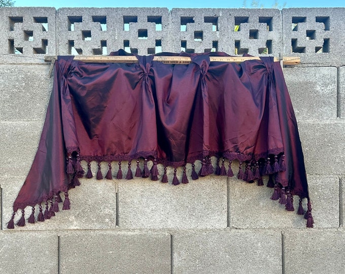 Vintage Netted Lace Priscilla Swags Curtains in Dark Burgundy Wine Are ...