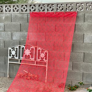 Vintage Romantic Red Lace Curtain Panel 82" X 38" - Etsy