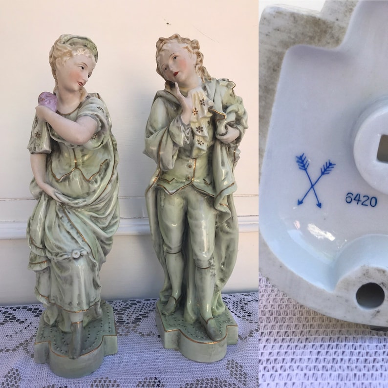 Antique Kalk Germany Porcelain Rare Pair Man Women Mirrored 12.25 ...