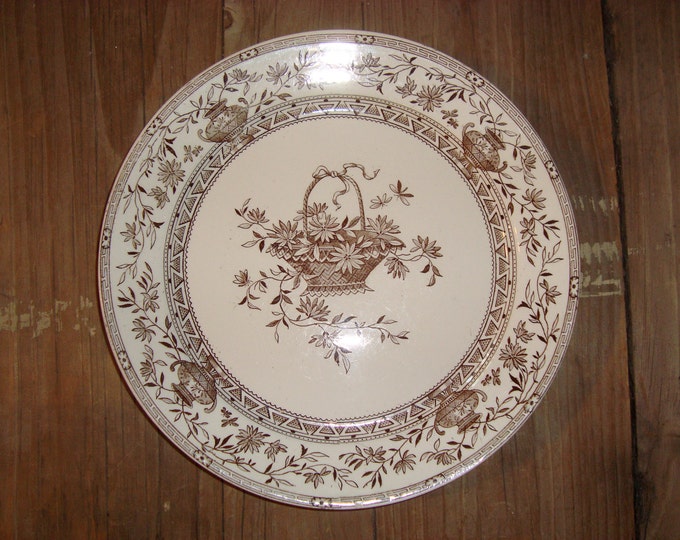 Antique 1884 Honfleur P.B & S Pottery Brown Transferware Plate - Etsy