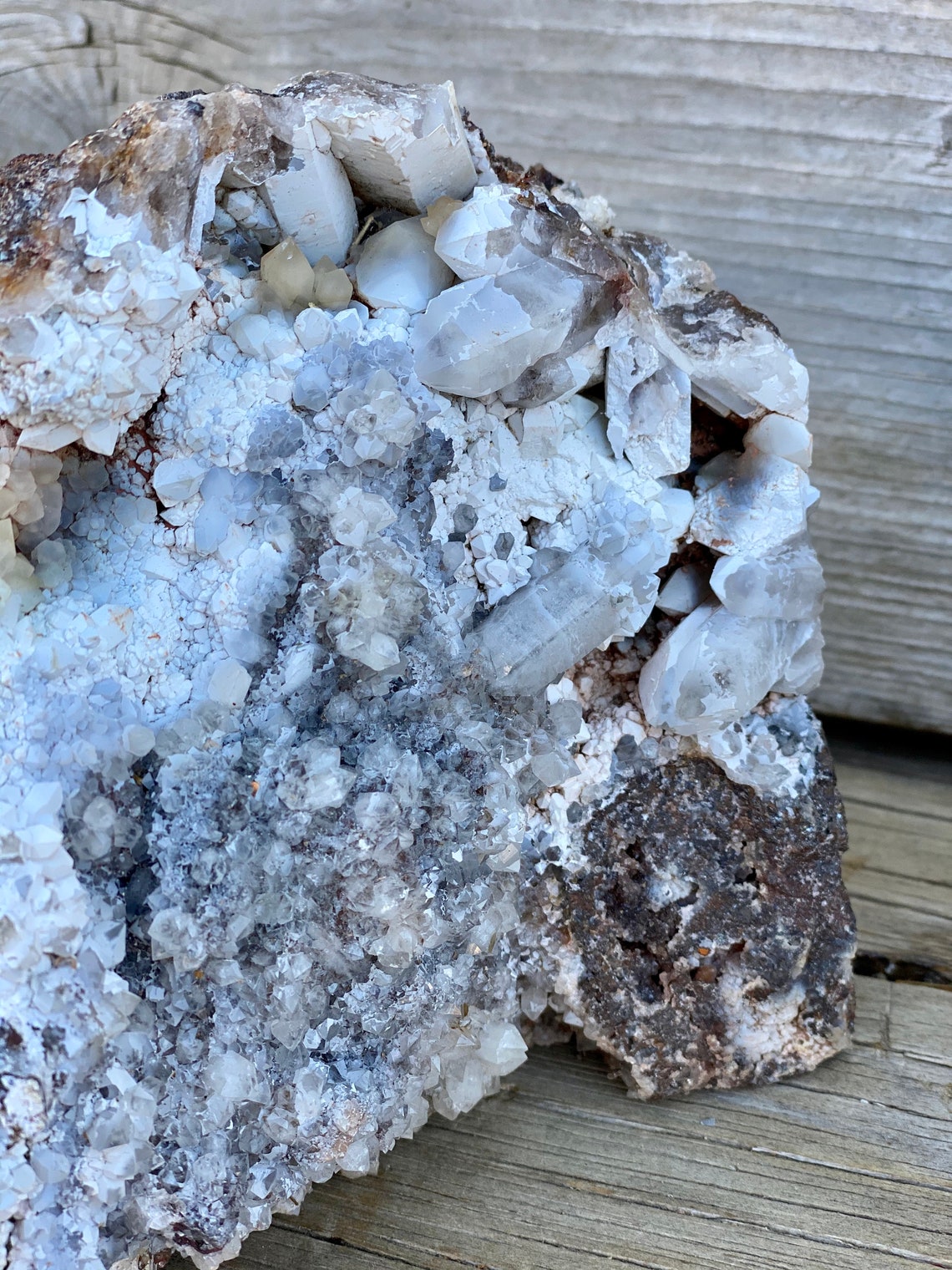 Quartz Crystal Sliced Bookends in Rusty Rock Matrix Library Decor 11 ...