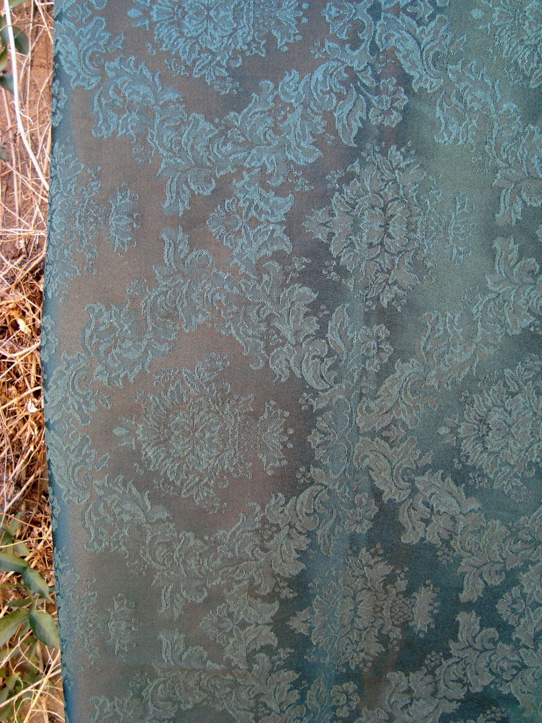 Vintage Dark Green Damask Tablecloth LARGE Rectangle 116" X 60" - Etsy