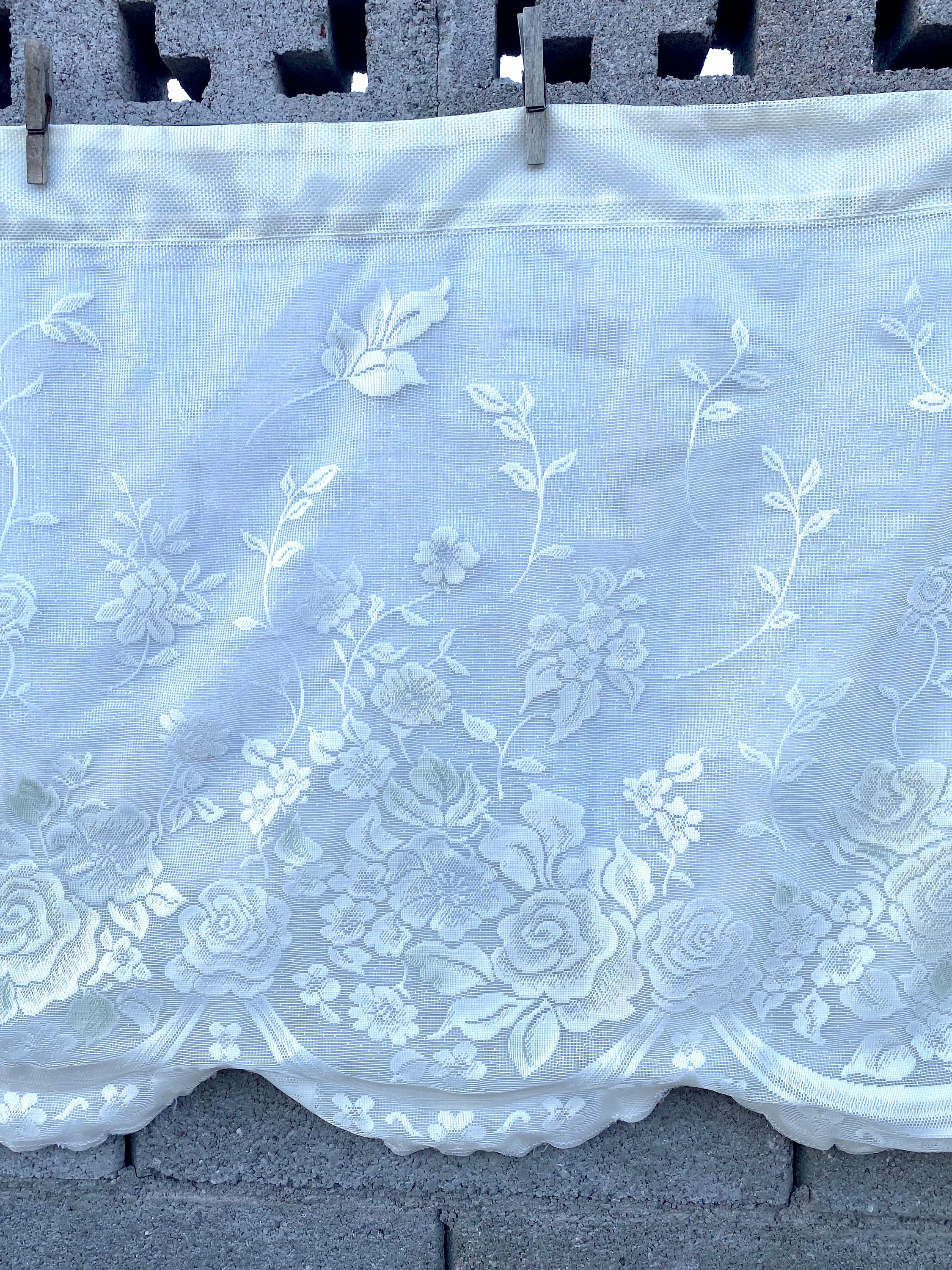 Light Ivory Vintage Floral Net Lace Lined Curtain Valance 53" X 23" - Etsy