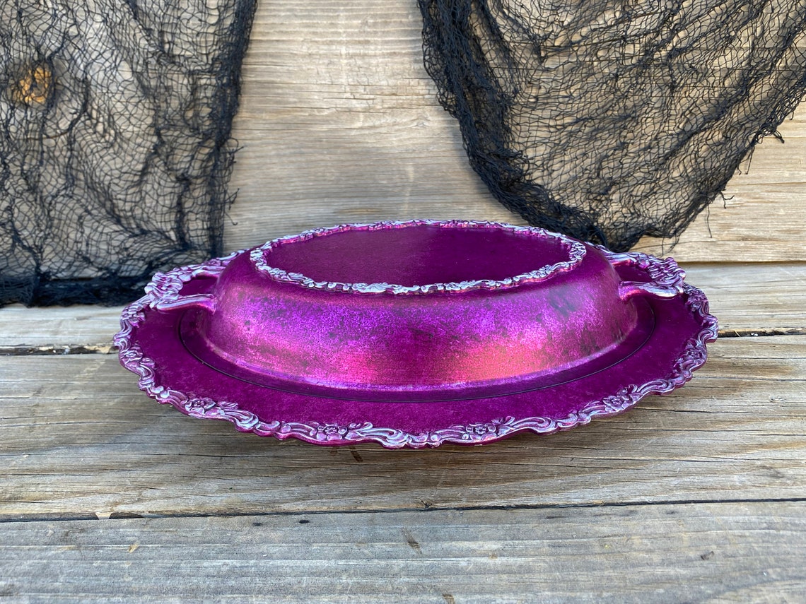 Antique Silver Plate Upcycled Painted Deep Purple Covered - Etsy