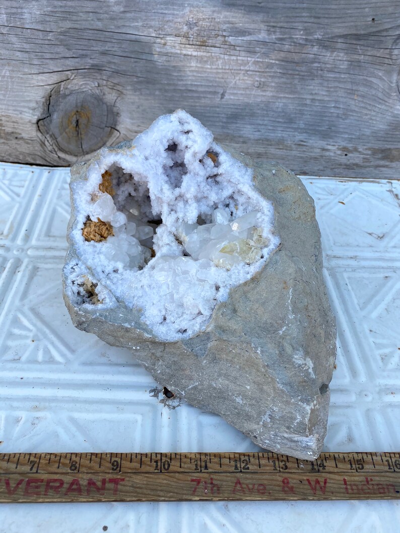 Large White Rock Quartz Crystal Geode Specimen Sculpture Rock Decor 11. ...