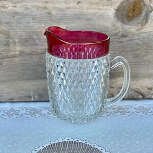 Mid Century Vintage 7.5" Pitcher Diamond Point Ruby by Indiana Glass - Etsy