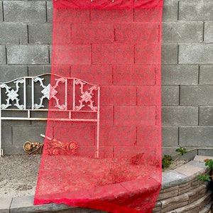 Vintage Romantic Red Lace Curtain Panel 82" X 38" - Etsy