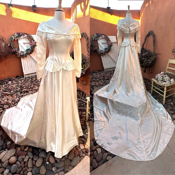 1930s Ivory Liquid Satin Wedding Gown With Train Size… - Gem