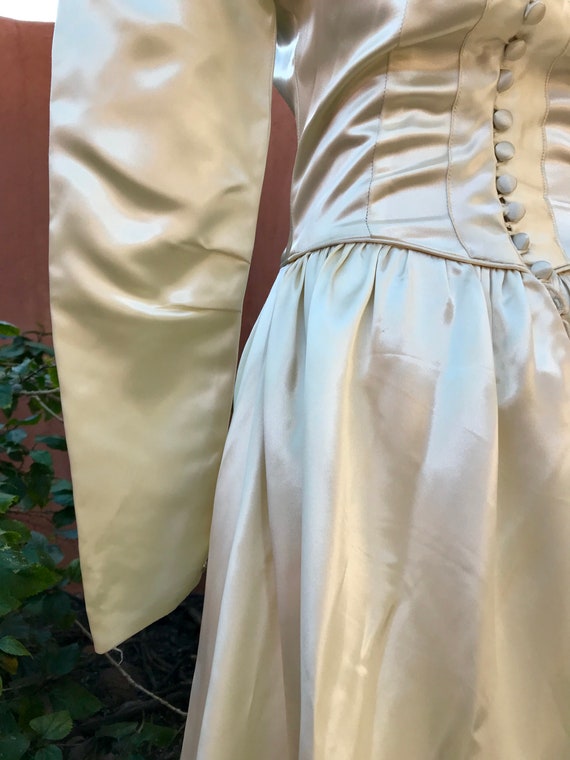 1940s Ivory Liquid Satin Wedding Gown With Train Long… - Gem