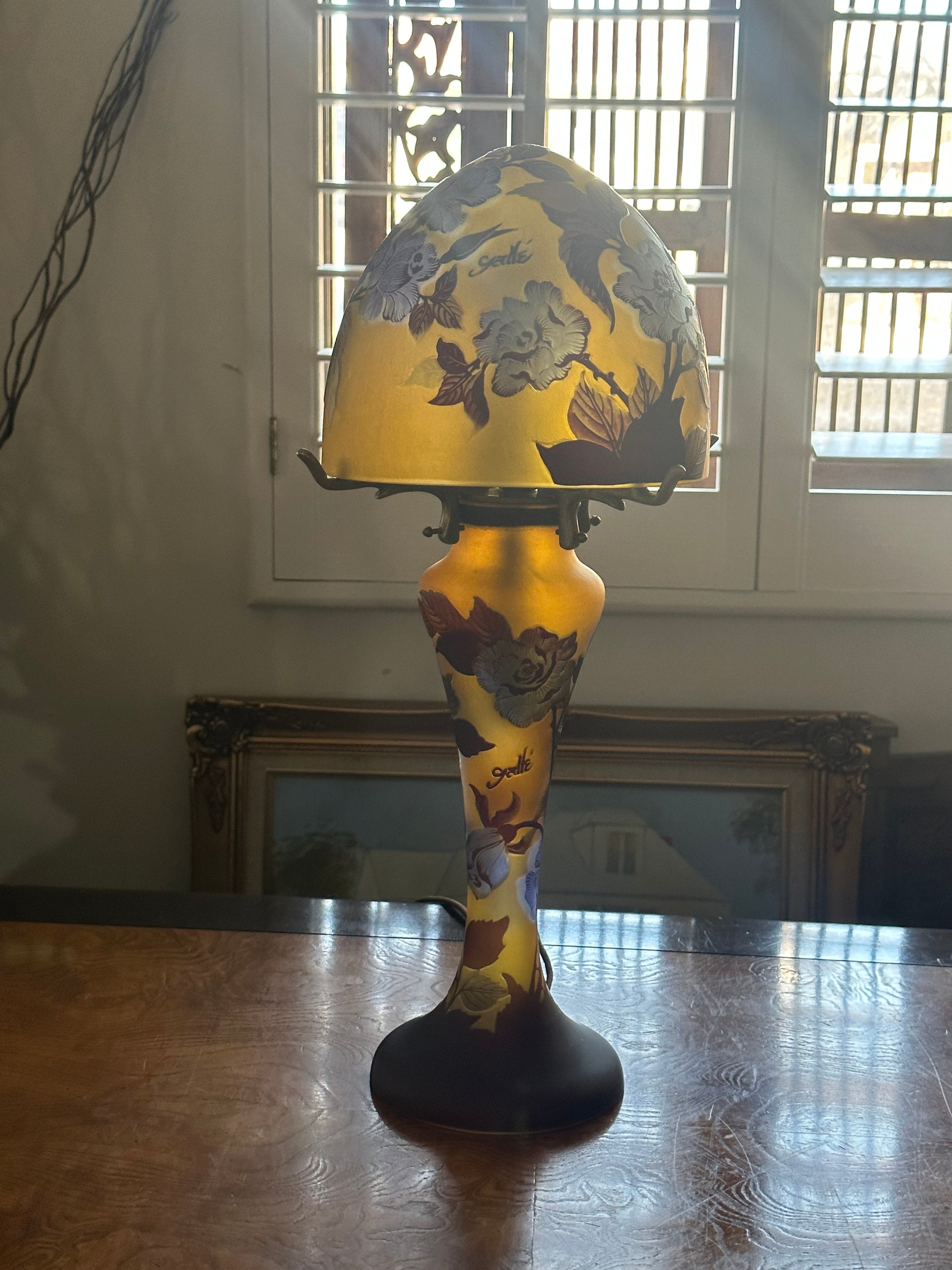 Art Nouveau Galle Style Romanian Glass Mushroom Table Lamp 18" - Etsy