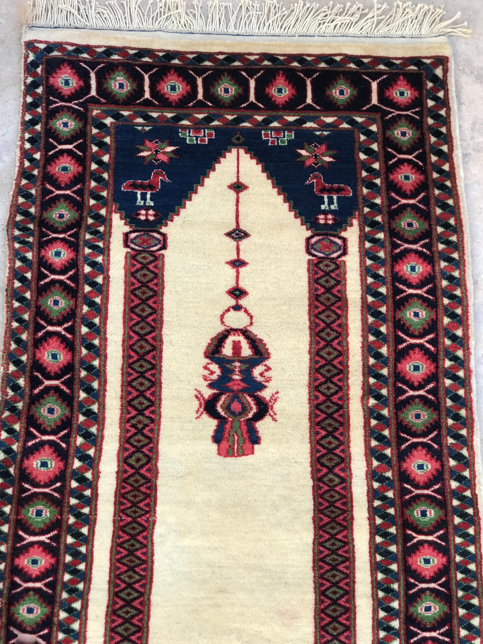 Vintage Pakistan Prayer Rug Hand Knotted Wool Traditional - Etsy