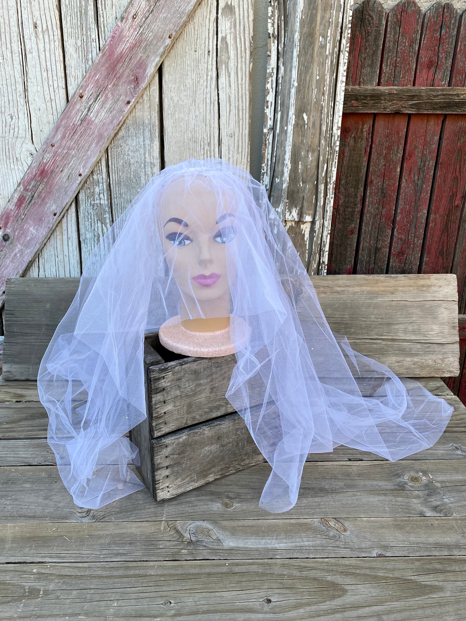 80s Vintage White 2 Tier Hip Length Wedding Veil Rhinestone - Etsy