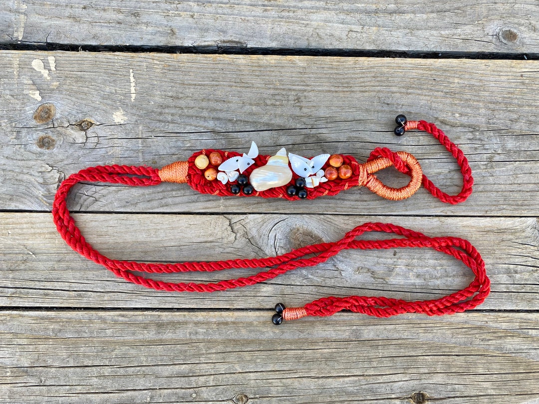 80s Vintage Mermaid Seashell Red Chord Sash Tie Belt 44" End to End - Etsy