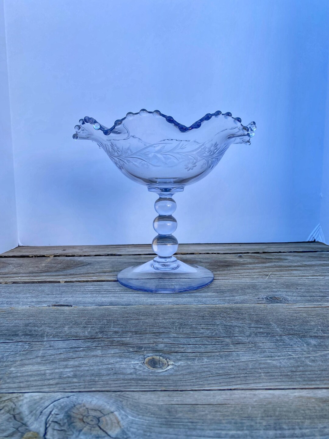 Imperial Sun Purple Glass Vintage Elegant Etched Crimped Candlewick ...