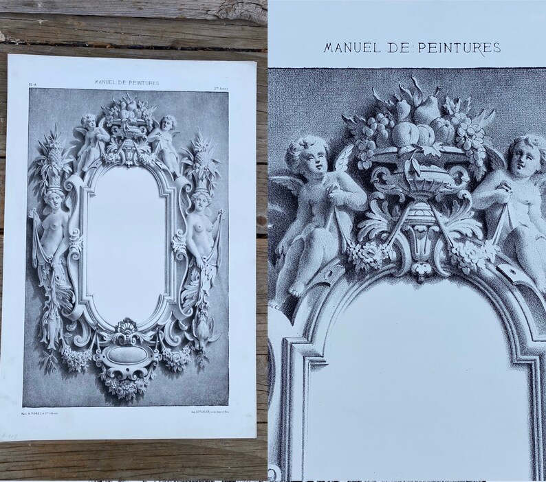 Antique Carved Architectural Frame Print From Manuel De Peintures Paris ...