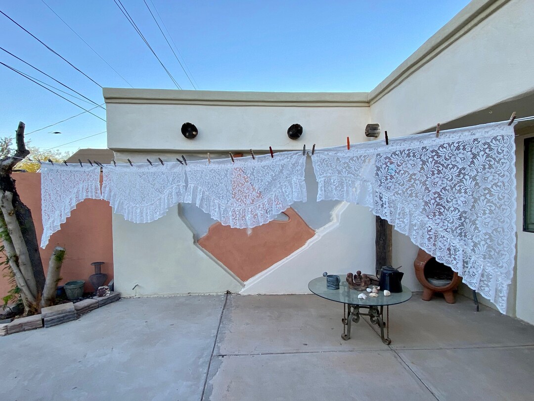 4 Piece Vintage White Lace Swags Valances Window Treatment Set - Etsy
