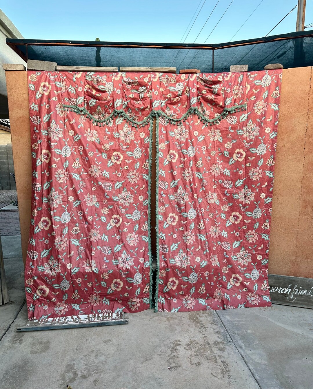 3 Piece Vintage 1980s Custom Drapes 96" X 46" With Balloon Valance Set ...