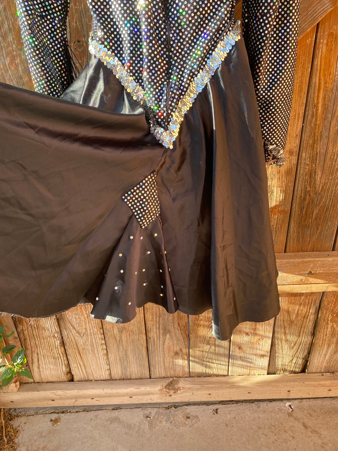 1970s Vintage Baton Twirler Ice Skating Costume Black Satin With Silver ...