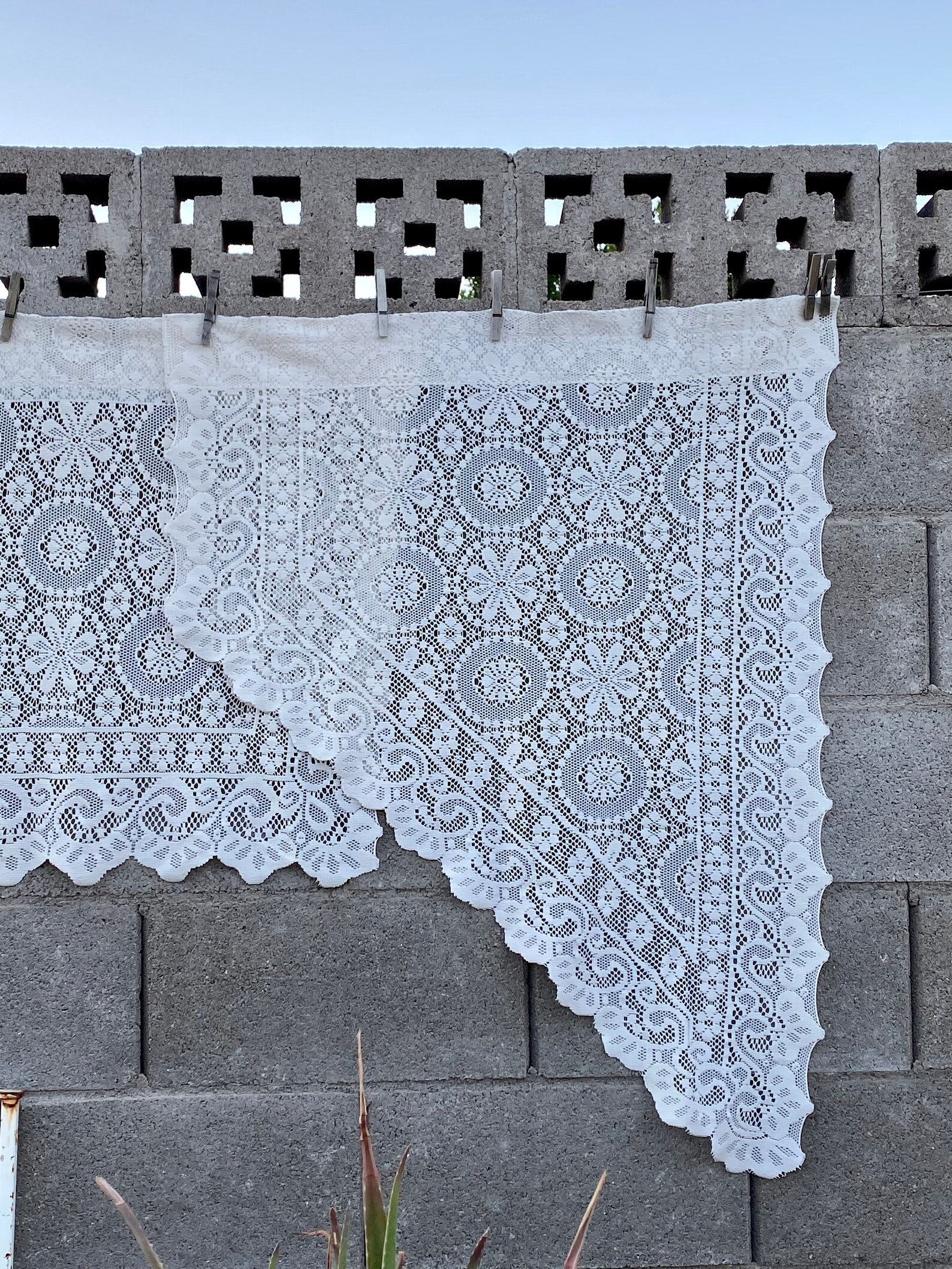 4 Piece Vintage White Floral Medallion Lace Window Treatment - Etsy