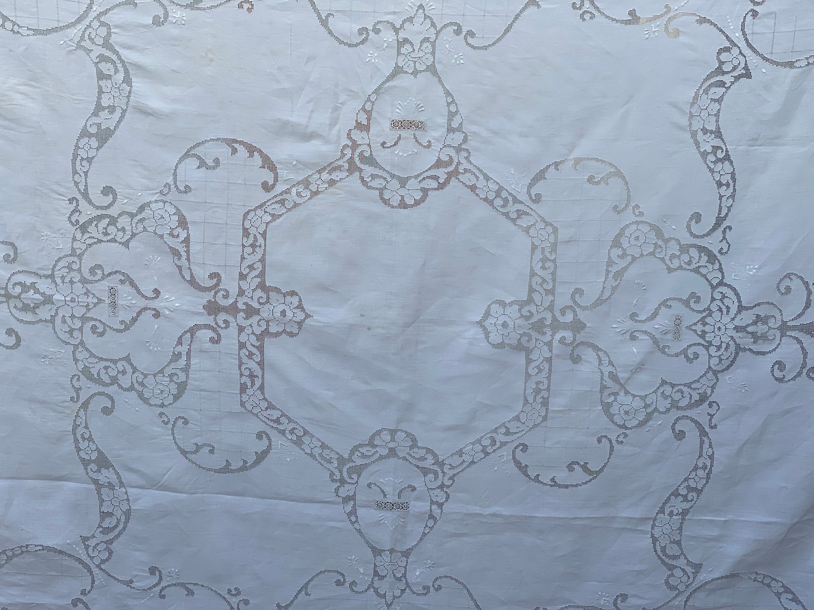 Antique White Openwork & Embroidered Cotton Linen Wedding | Etsy