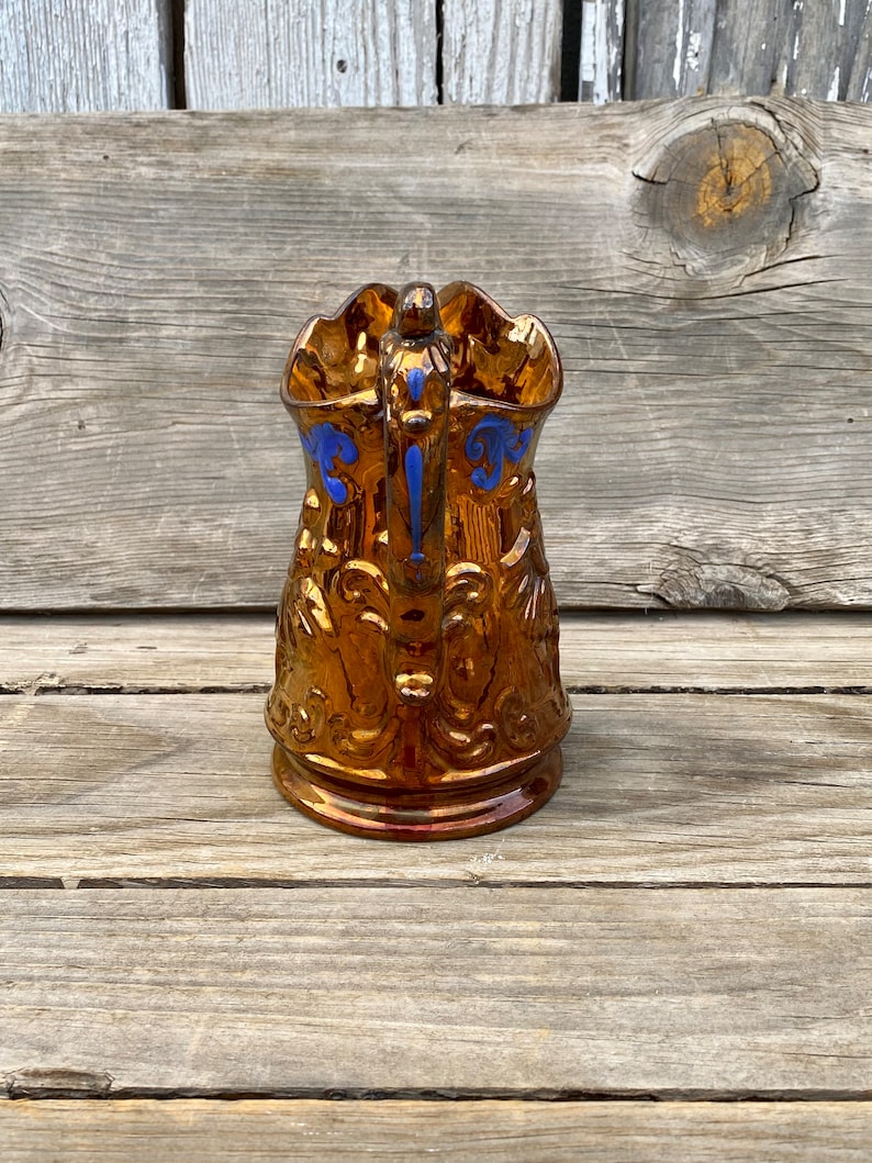 Victorian Wade Copper Lusterware Pottery Pitcher Ballet Dancers Cobalt ...