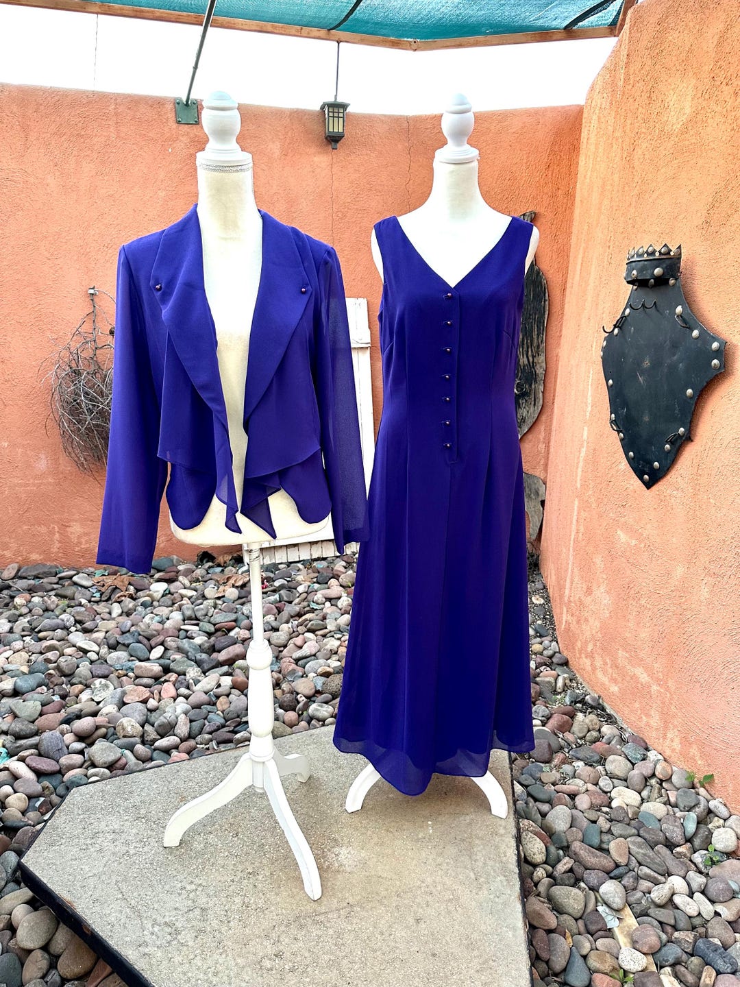 Vintage 2 Piece Royal Purple Dress With Jacket Ensemble by Kay Studio ...