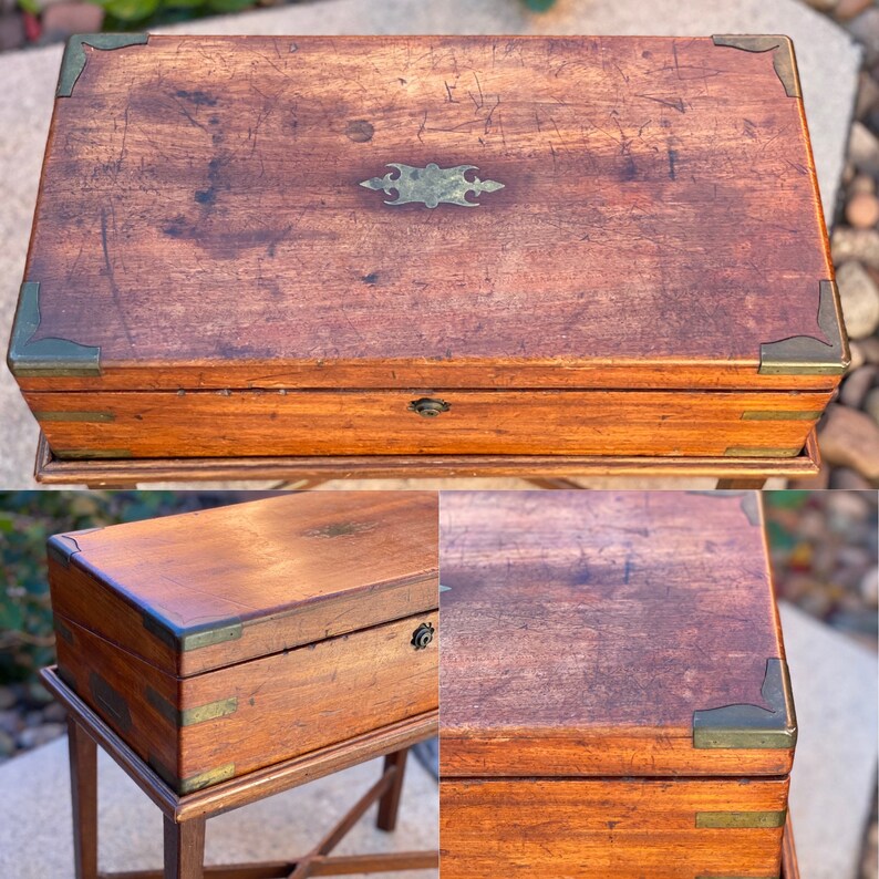 Antique English 1800s Wood N Brass Travel Lap Writing Desk - Etsy