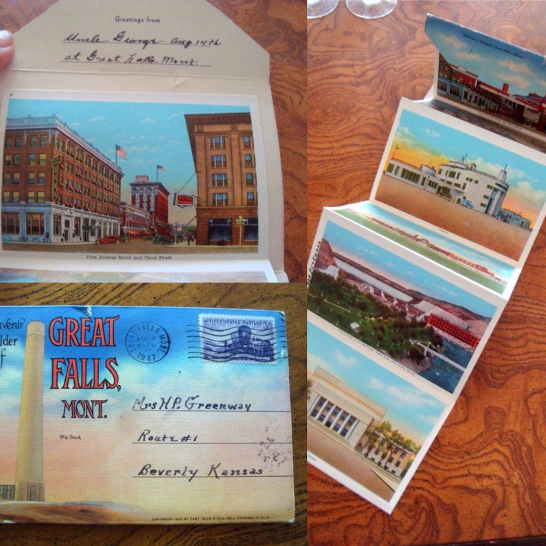 Vintage Booklet Set of 8 Two Sided Postcard Great Falls, Montana 1937 ...