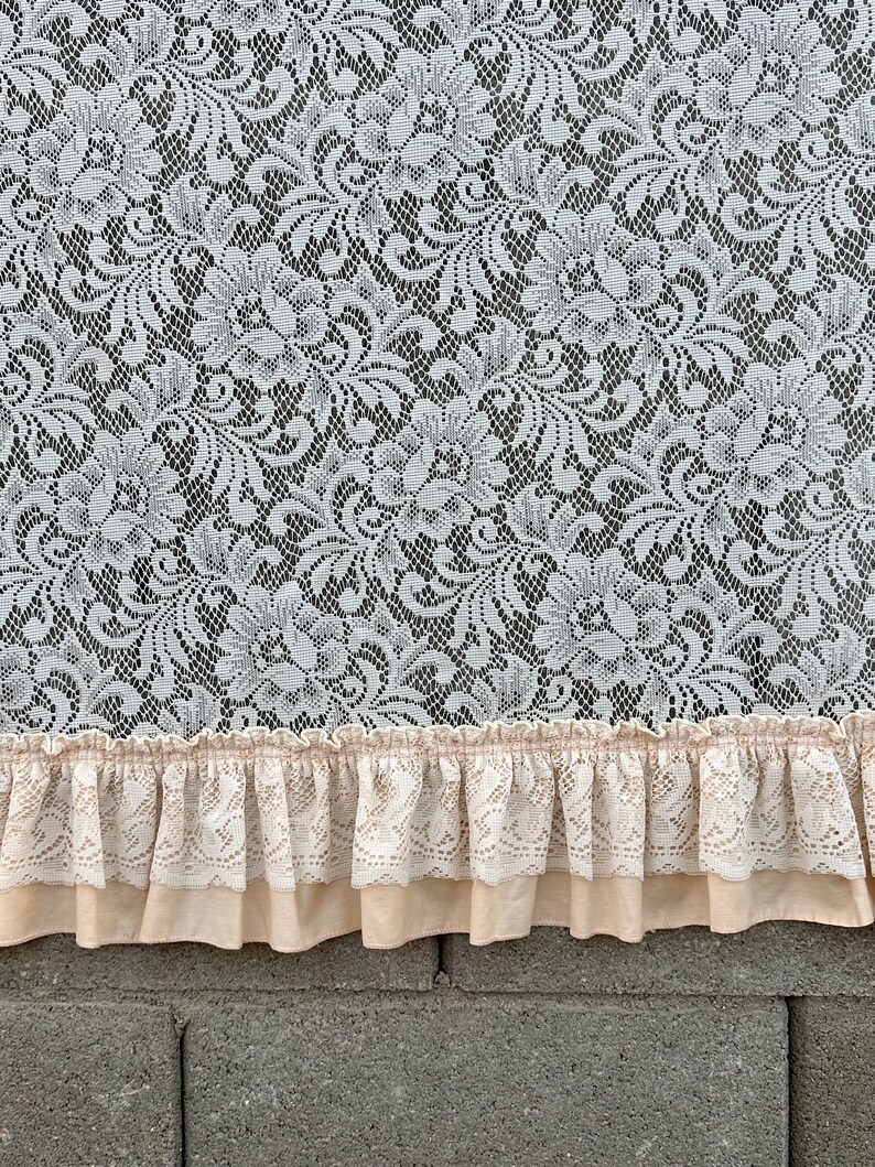 Set of 4 Vintage 80s White Knit Lace With Peach Ruffle Accent - Etsy