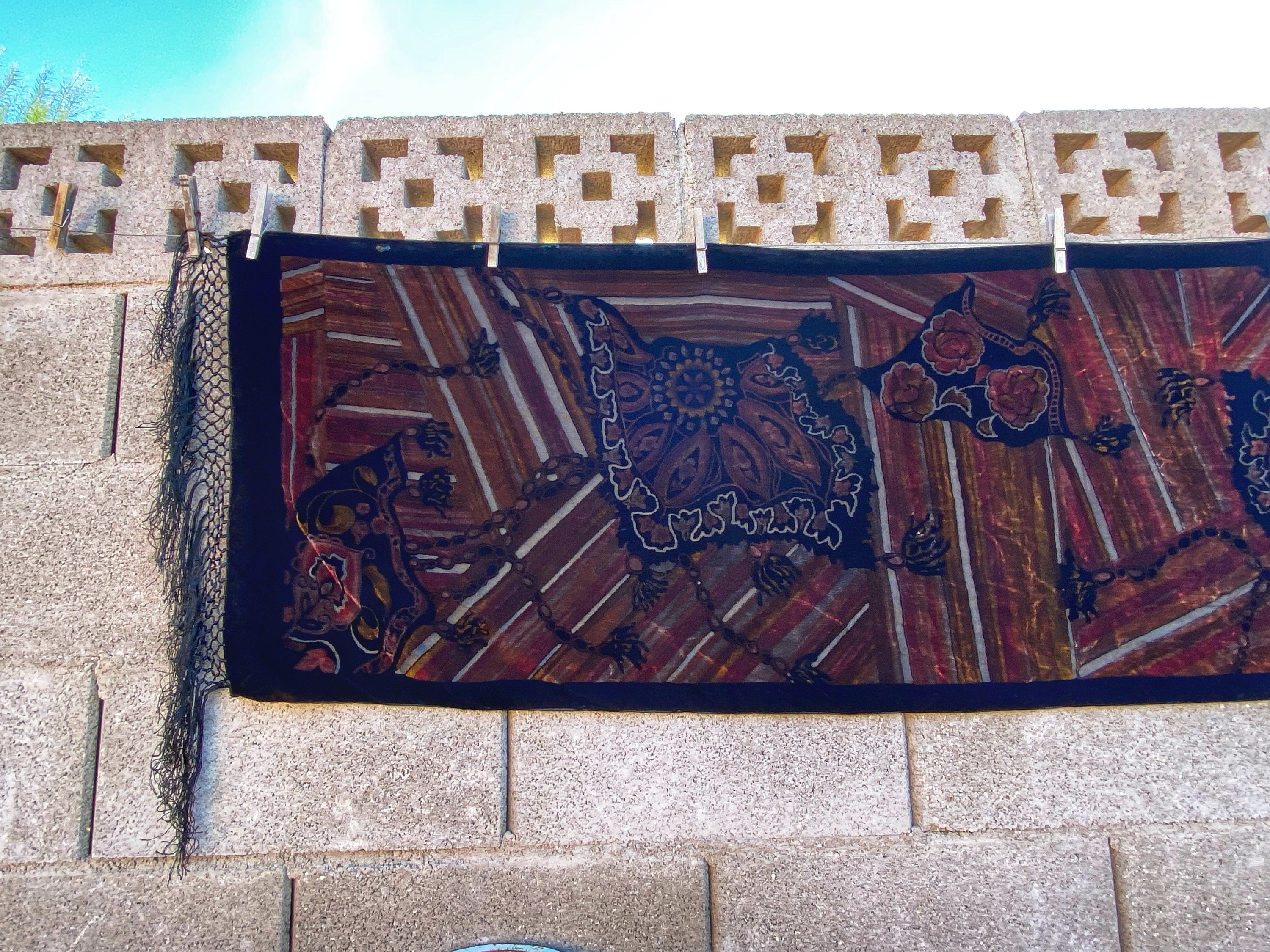 Burned Out Velvet Vintage Wrap Scarf Black Burgundy Rust With Tassel ...