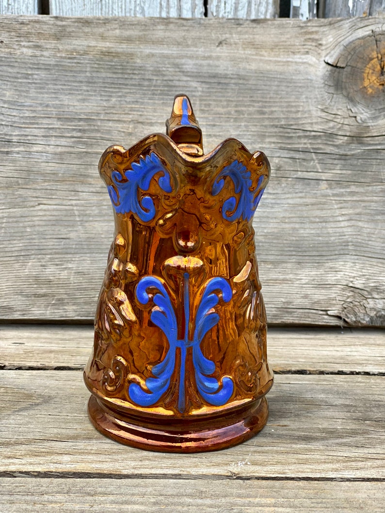 Victorian Wade Copper Lusterware Pottery Pitcher Ballet Dancers Cobalt ...