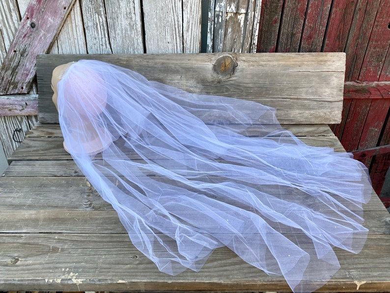 80s Vintage White 2 Tier Hip Length Wedding Veil Rhinestone - Etsy