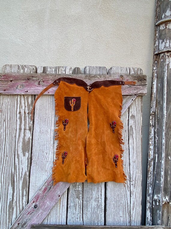 1960s Kids Cowboy Western Rust Gold Suede Chaps Western - Etsy