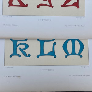 SALE Antique 1800s Pair of 2 ALPHABET French Lettres Chromolithographs ...