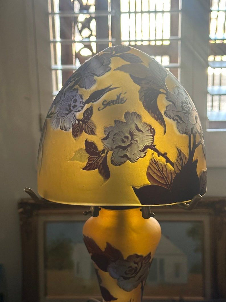 Art Nouveau Galle Style Romanian Glass Mushroom Table Lamp 18" - Etsy