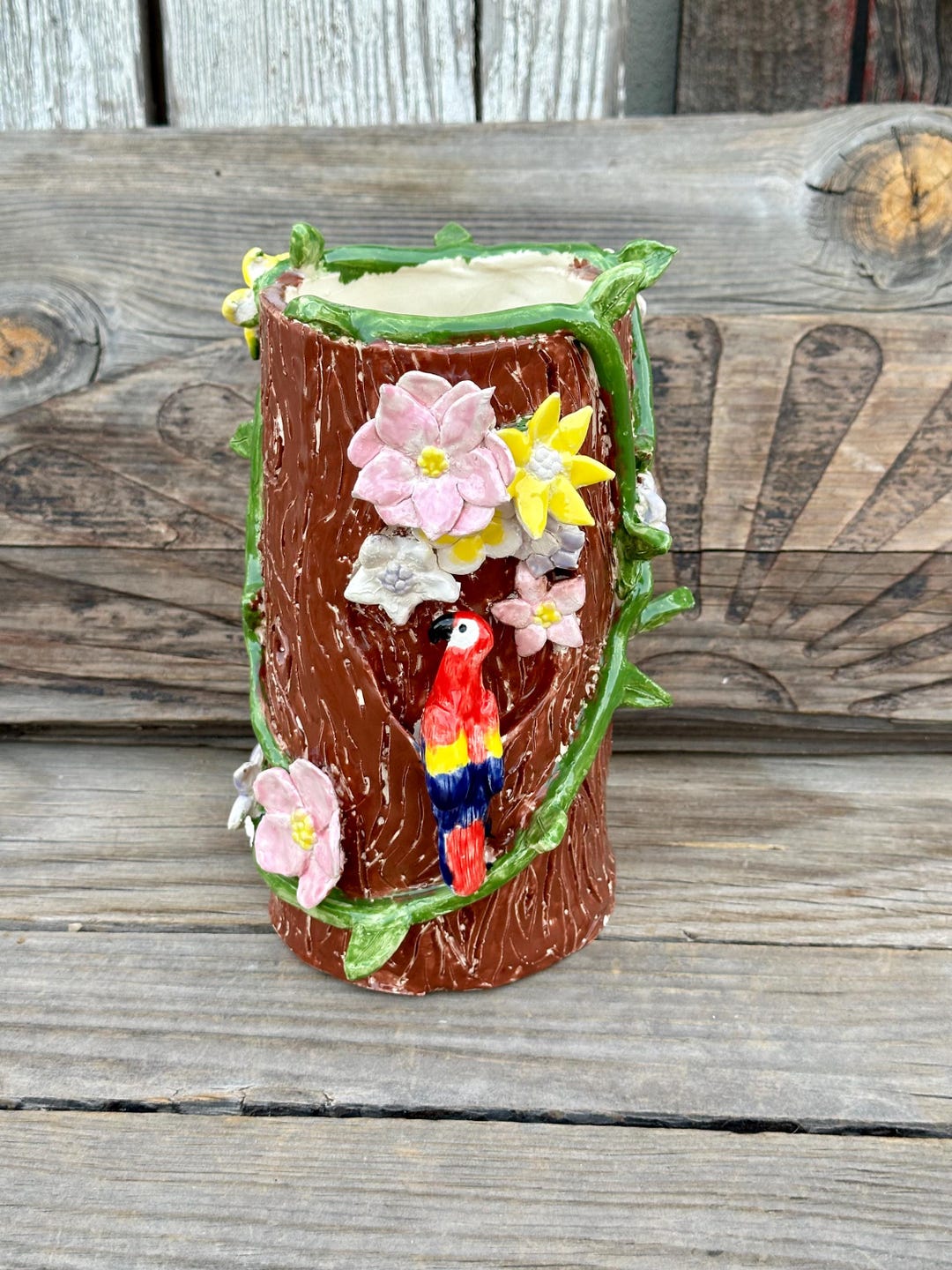 1960s Ceramic Midcentury Pottery Tree Trunk Fairytale Vase 9.5in - Etsy