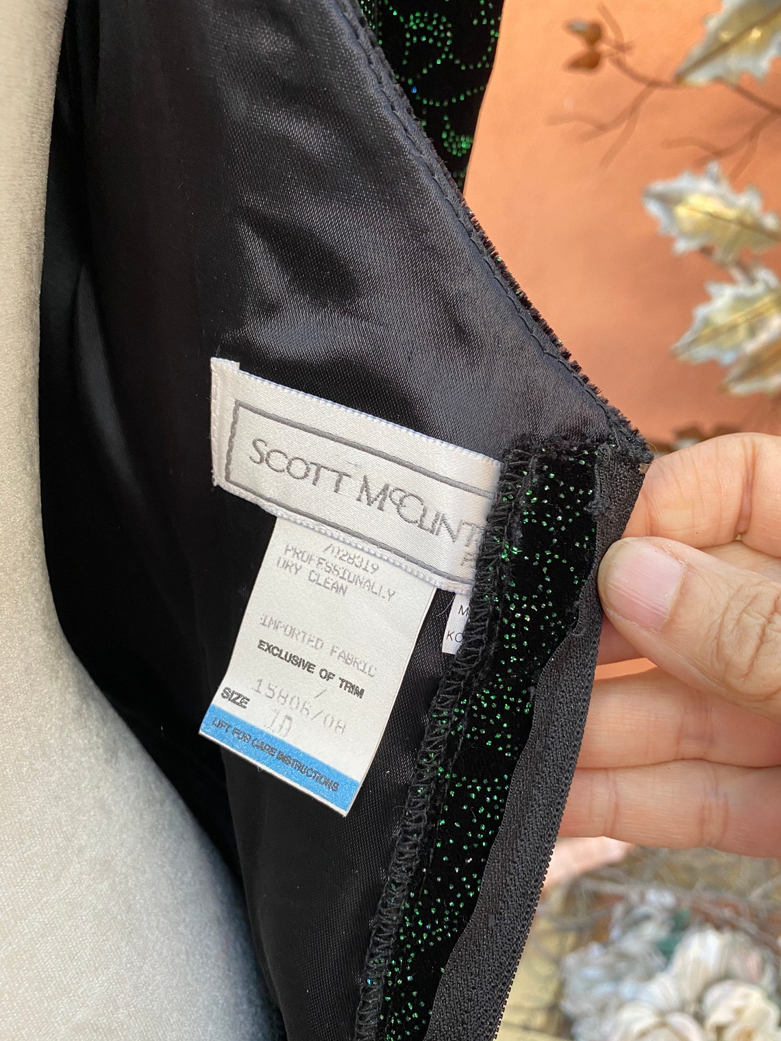 80s Scott Mcclintock Black Velvet Emerald Sparkle Peplum Dress - Etsy