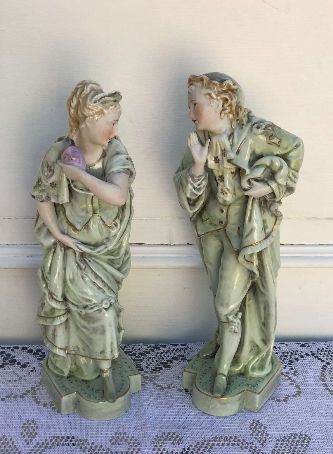 Antique Kalk Germany Porcelain Rare Pair Man Women Mirrored 12.25 ...