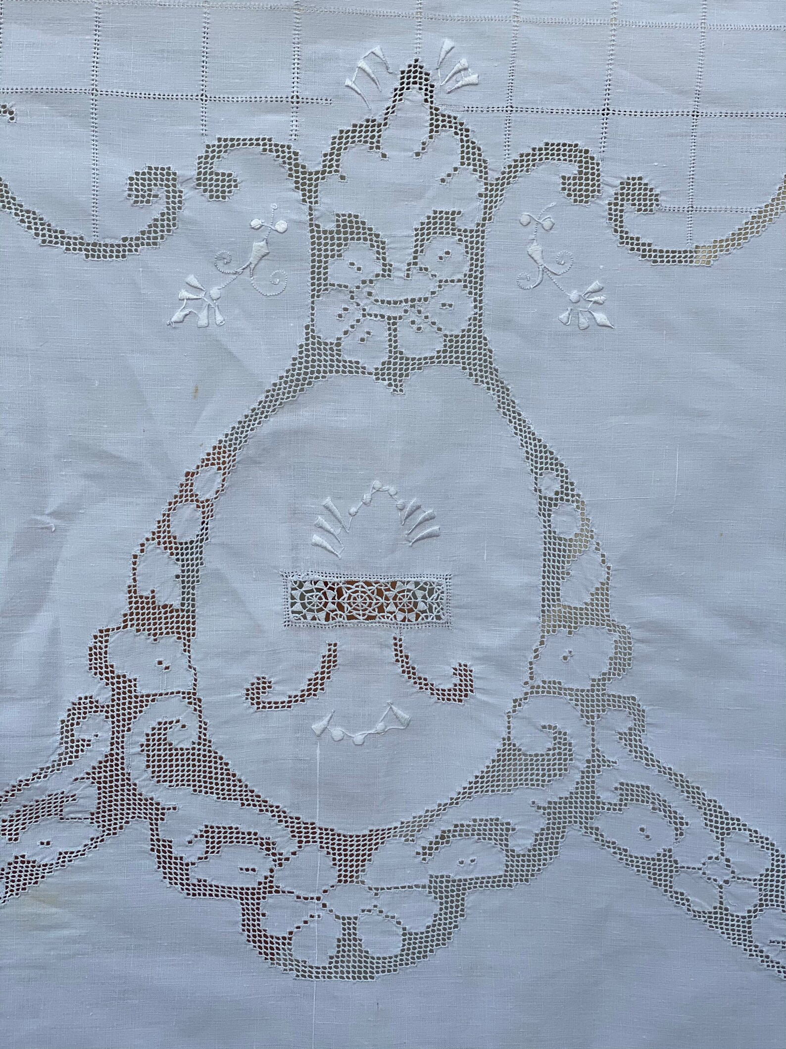 Antique White Openwork & Embroidered Cotton Linen Wedding | Etsy