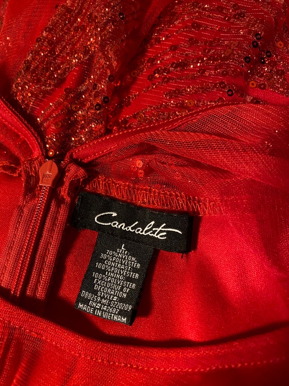 Vintage Red Formal Gown Sparkle Net Overlay Mermaid H… - Gem