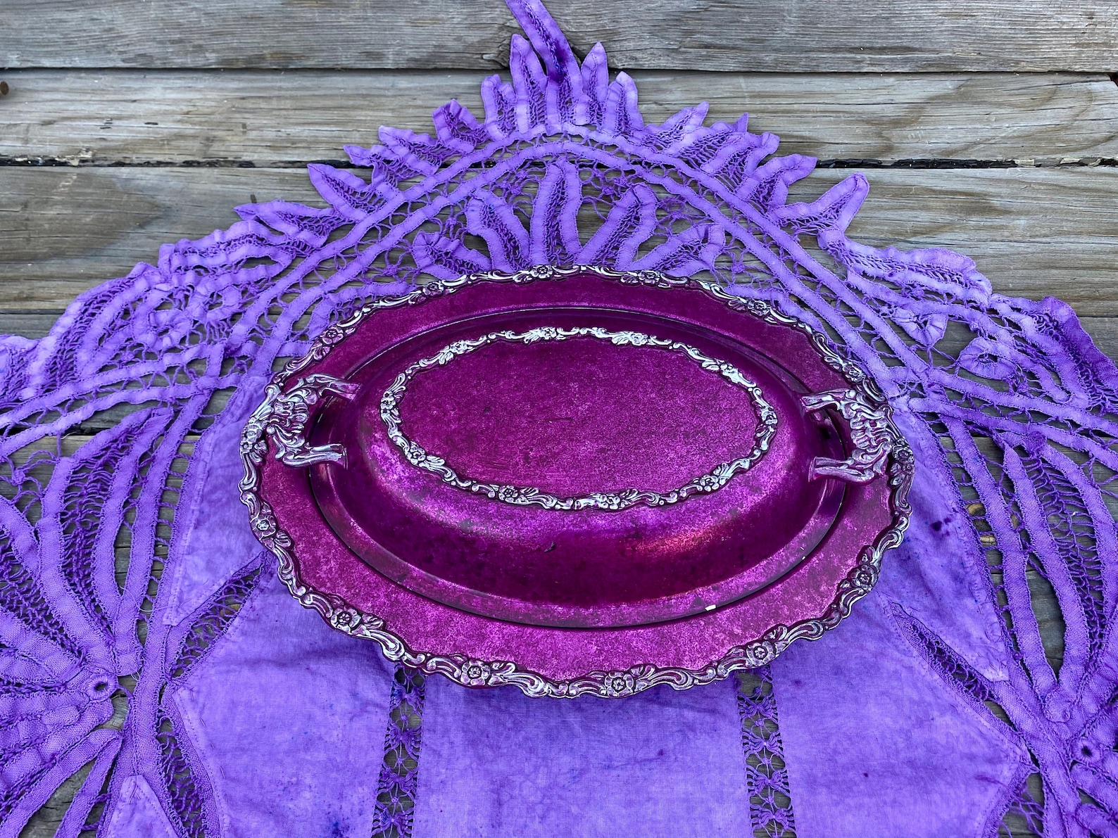 Antique Silver Plate Upcycled Painted Deep Purple Covered - Etsy