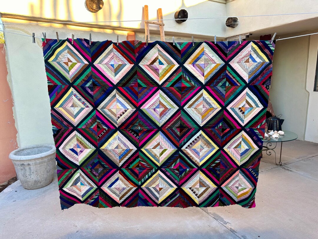 C1890 Crazy Patchwork Quilt Top Washington State Provenance Flour Sack ...