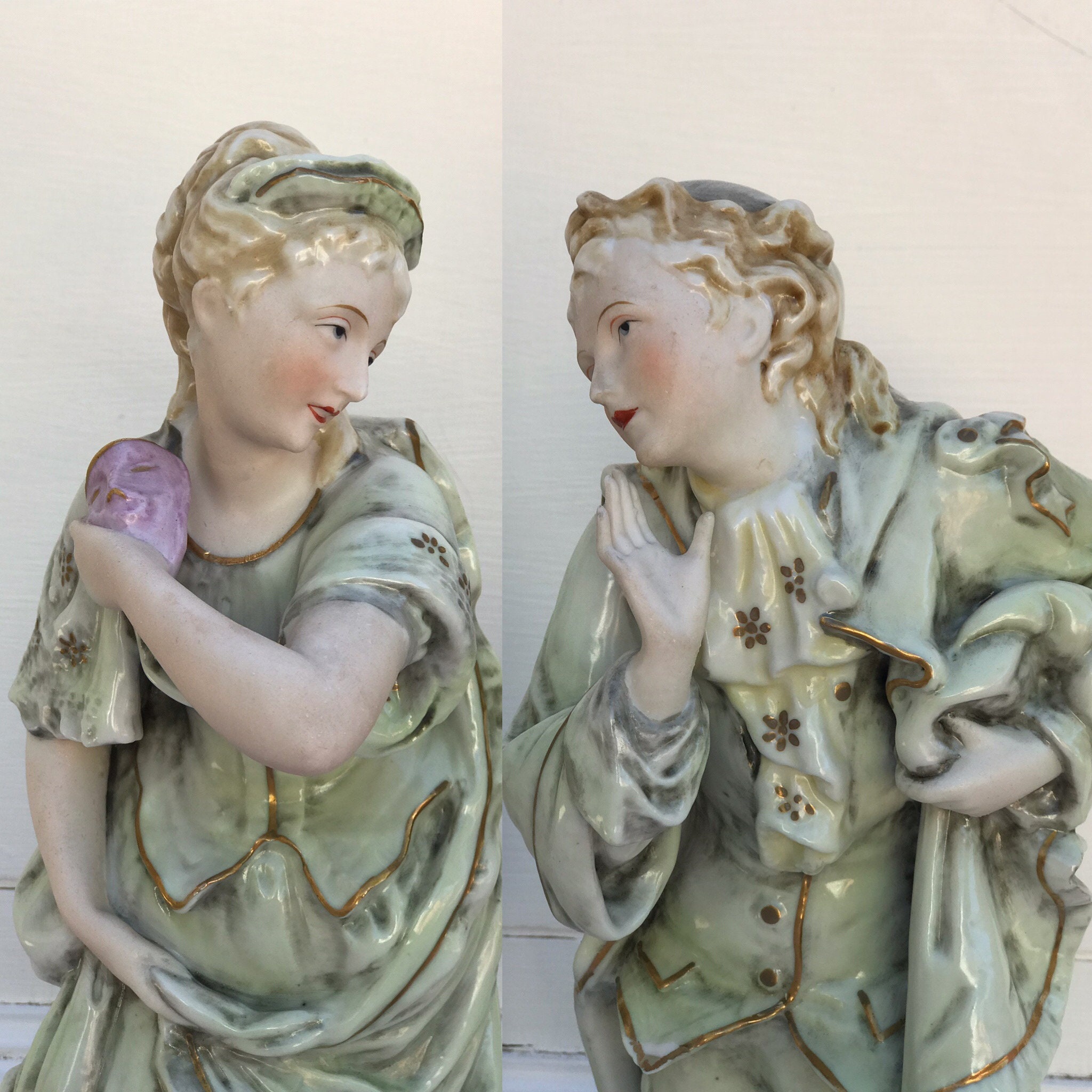 Antique Kalk Germany Porcelain Rare Pair Man Women Mirrored 12.25 ...